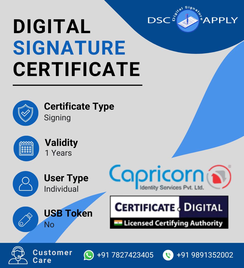 Capricorn Class 3 Individual Signing DSC for 1 Year